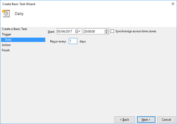 Windows Task Scheduler example - SQL Clone 2 - Product Documentation