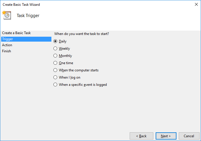 Windows Task Scheduler example - SQL Clone 2 - Product Documentation