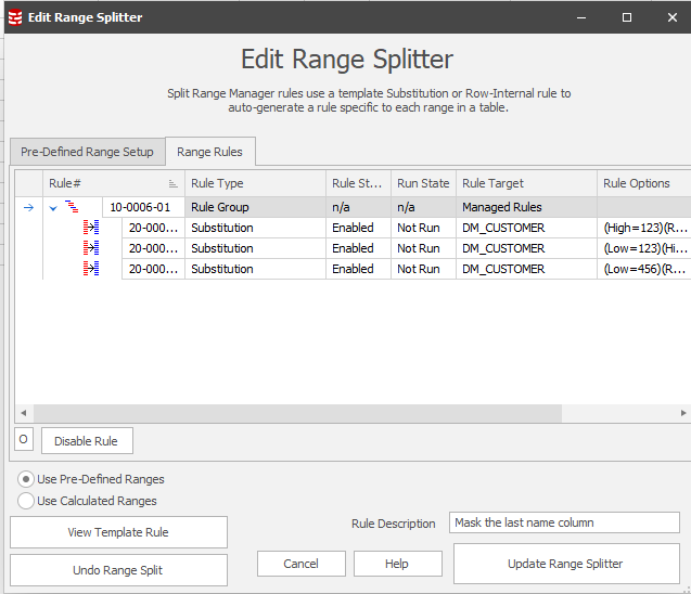 About Range Splitter Rules - Data Masker 6 - Product Documentation