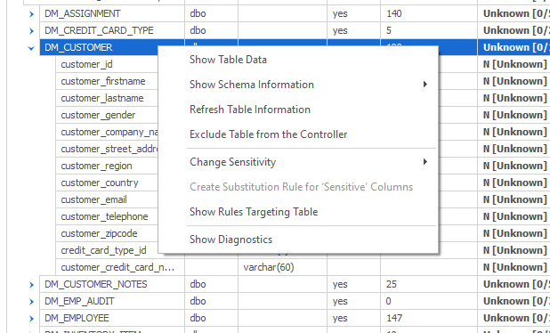 The Tables in Set Tab - Data Masker 6 - Product Documentation