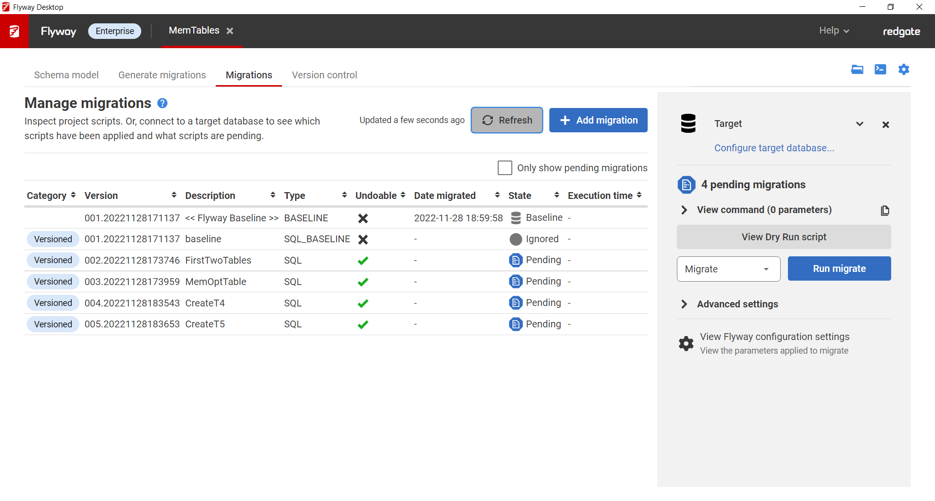 SQL Server - Working with Memory Optimized Tables - Flyway - Product Documentation
