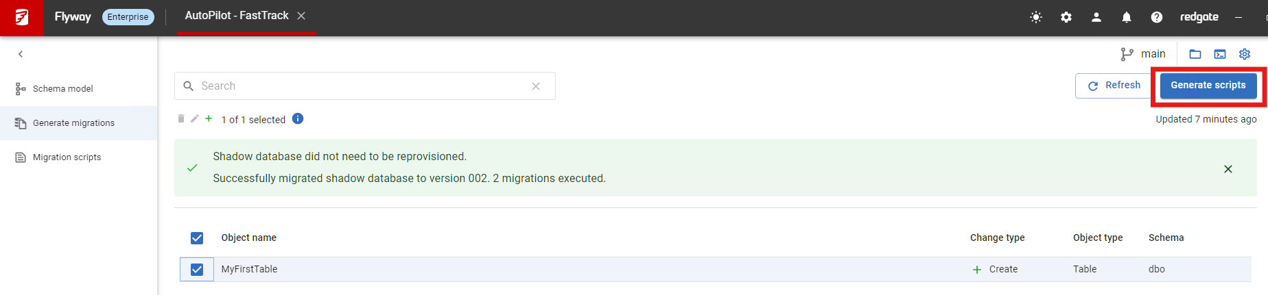Generating Migrations Script - Redgate Flyway - Product Documentation