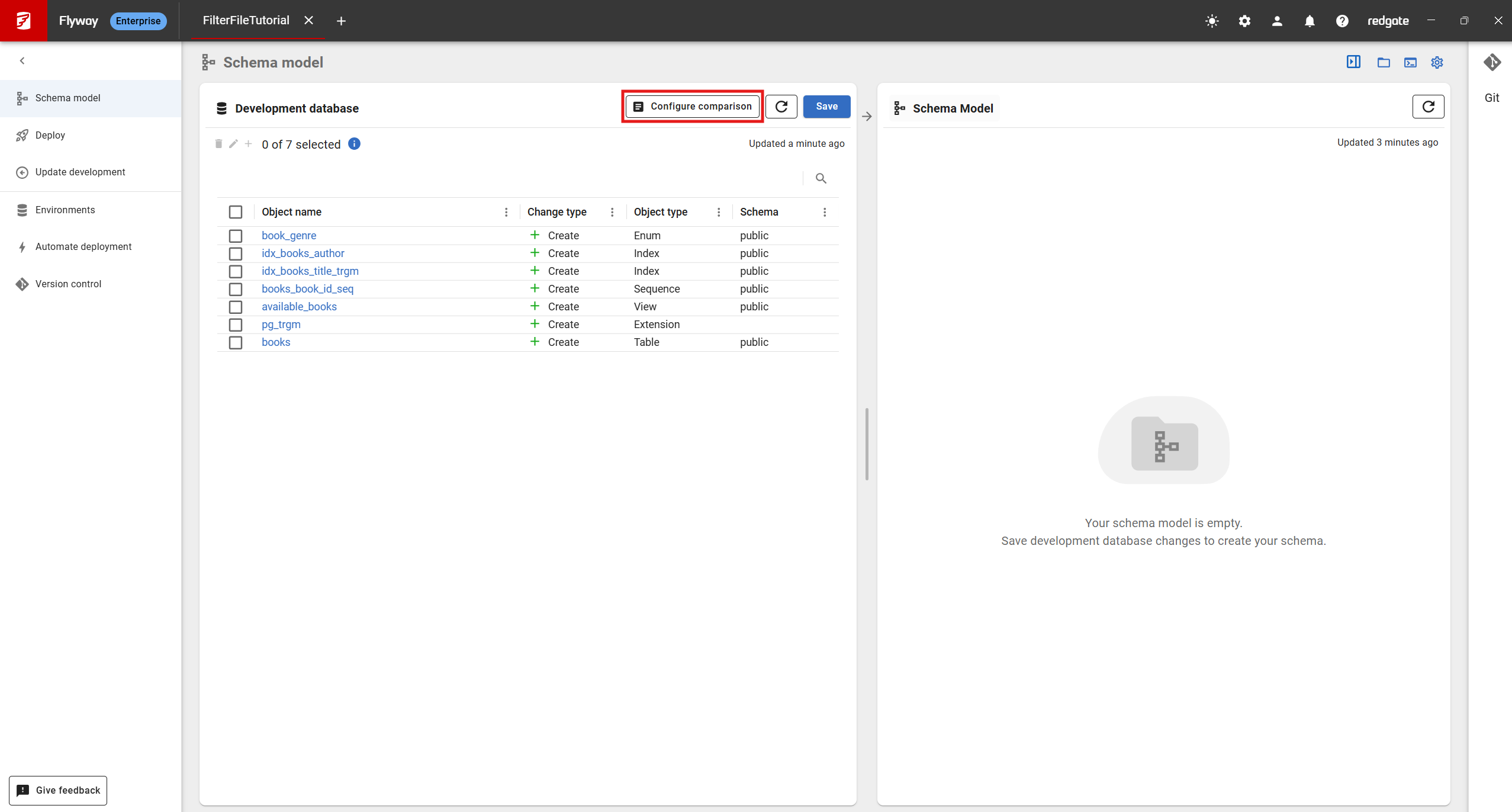 Tutorial - Update PostgreSQL filters - Redgate Flyway - Product ...