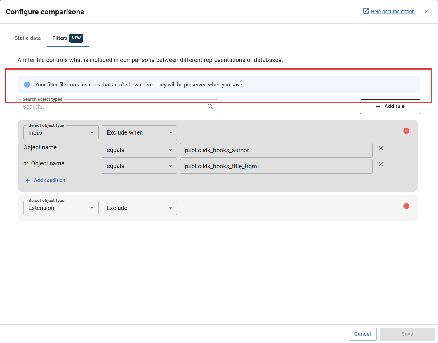 Tutorial - Update PostgreSQL filters - Redgate Flyway - Product ...