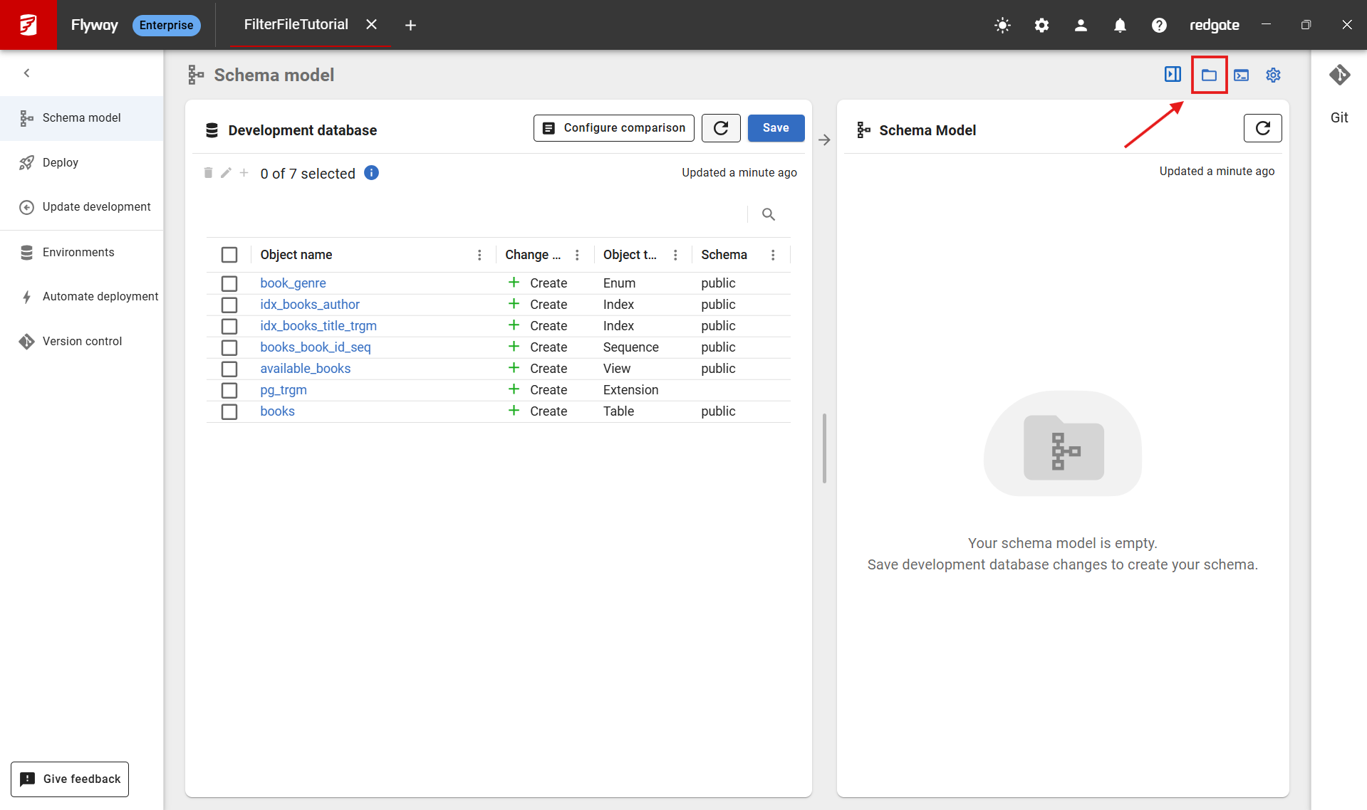 Tutorial - Update PostgreSQL filters - Redgate Flyway - Product ...