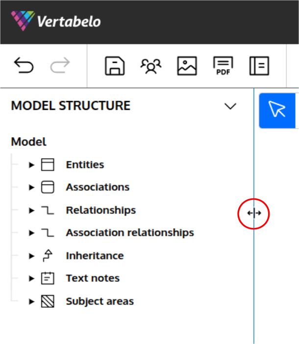 Logical model main toolbar - Redgate Data Modeler - Product Documentation