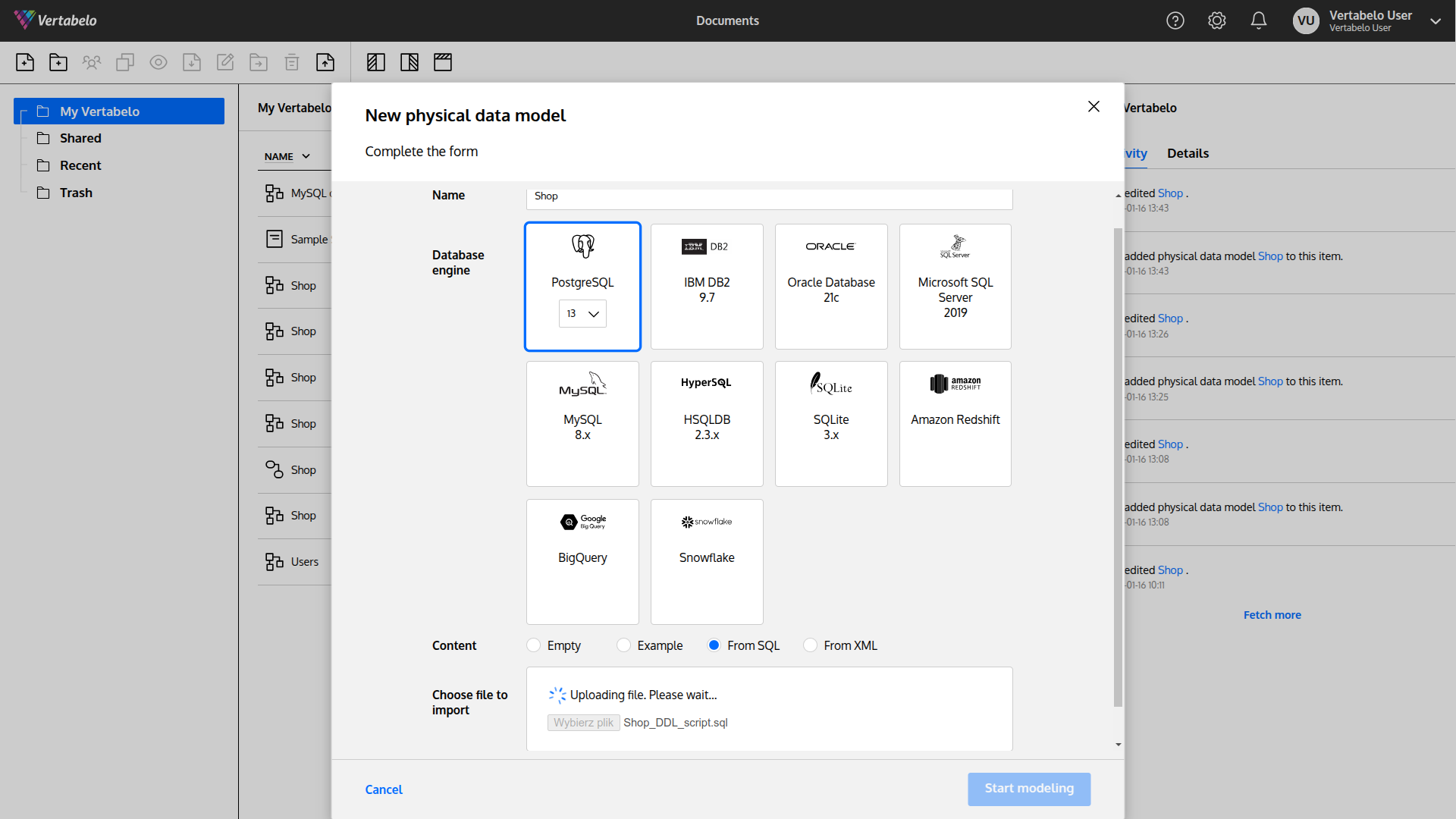 Importing from DDL SQL script (or XML) - Redgate Data Modeler - Product ...