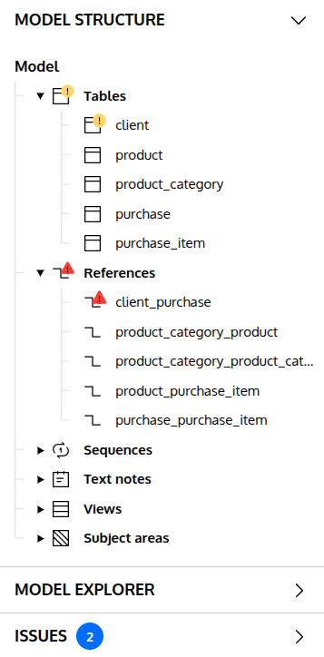 Physical model navigation panel - Redgate Data Modeler - Product Documentation