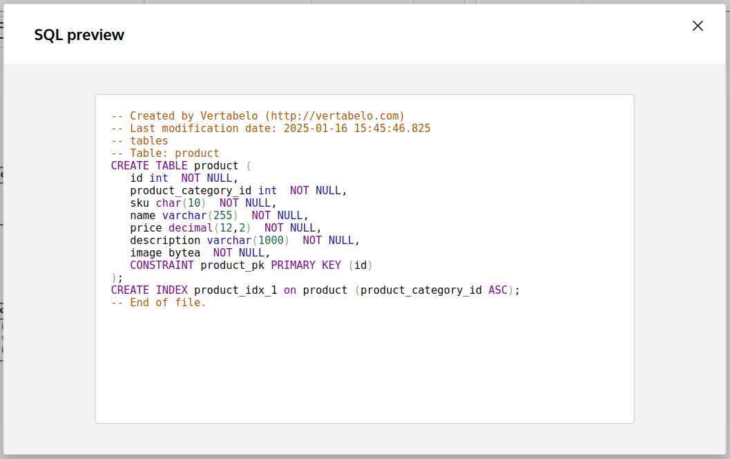Physical model properties panel - Redgate Data Modeler - Product Documentation