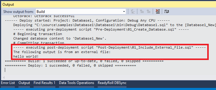 Include Scripts - ReadyRoll 1 - Product Documentation