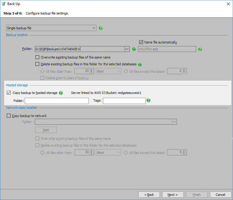 Backing up to Cloud Storage Settings - SQL Backup 10 - Product Documentation