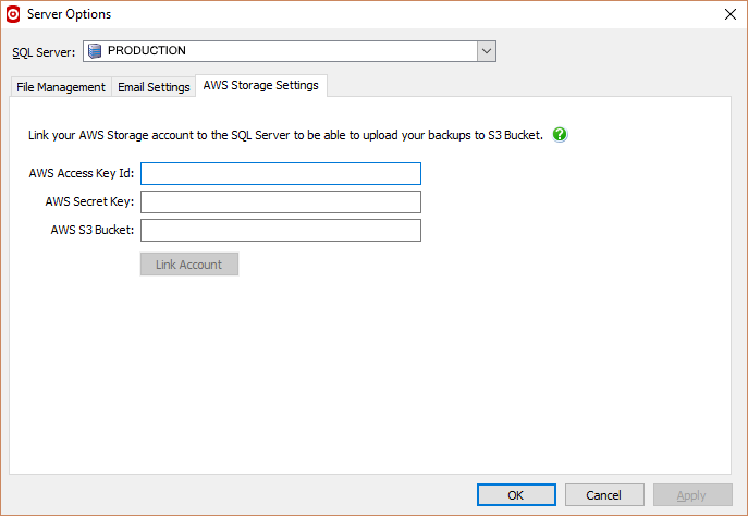 Backing up to AWS Storage Settings - SQL Backup 9 - Product Documentation