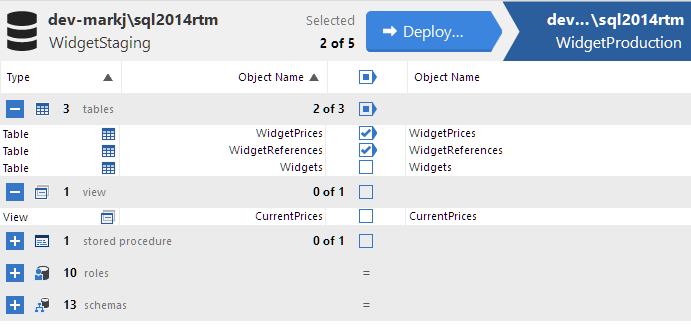 Viewing the comparison results - SQL Compare 14 - Product Documentation