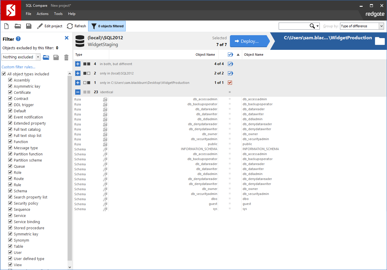 Worked example - using a scripts folder as a data source - SQL Compare 14 - Product Documentation