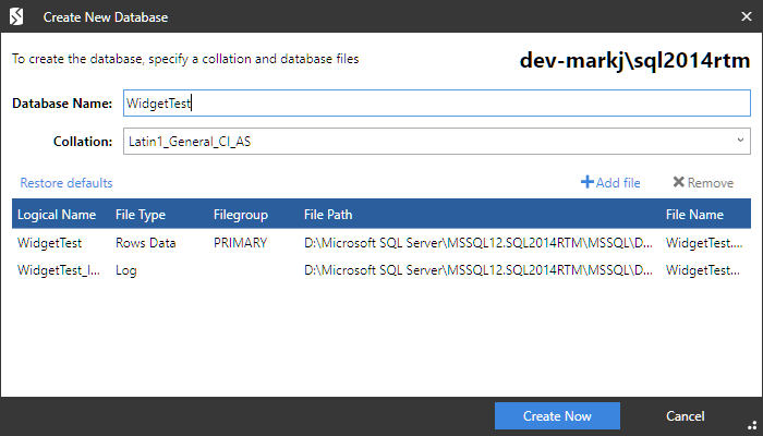 Creating a new database - SQL Compare 15 - Product Documentation