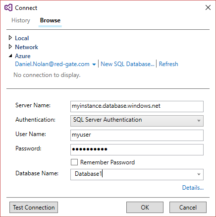 Working with a database hosted on Azure - SQL Change Automation 3 - Product Documentation