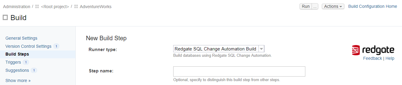 Use the TeamCity plugin with a SQL Source Control Project - SQL Change Automation 5 - Product ...