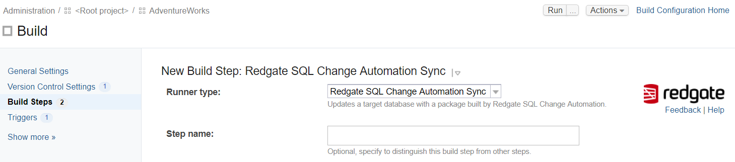 Use the TeamCity plugin with a SQL Source Control Project - SQL Change Automation 5 - Product ...