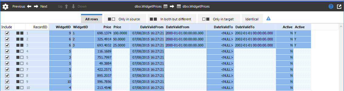 Tables or views that could not be compared - SQL Data Compare 15 - Product Documentation