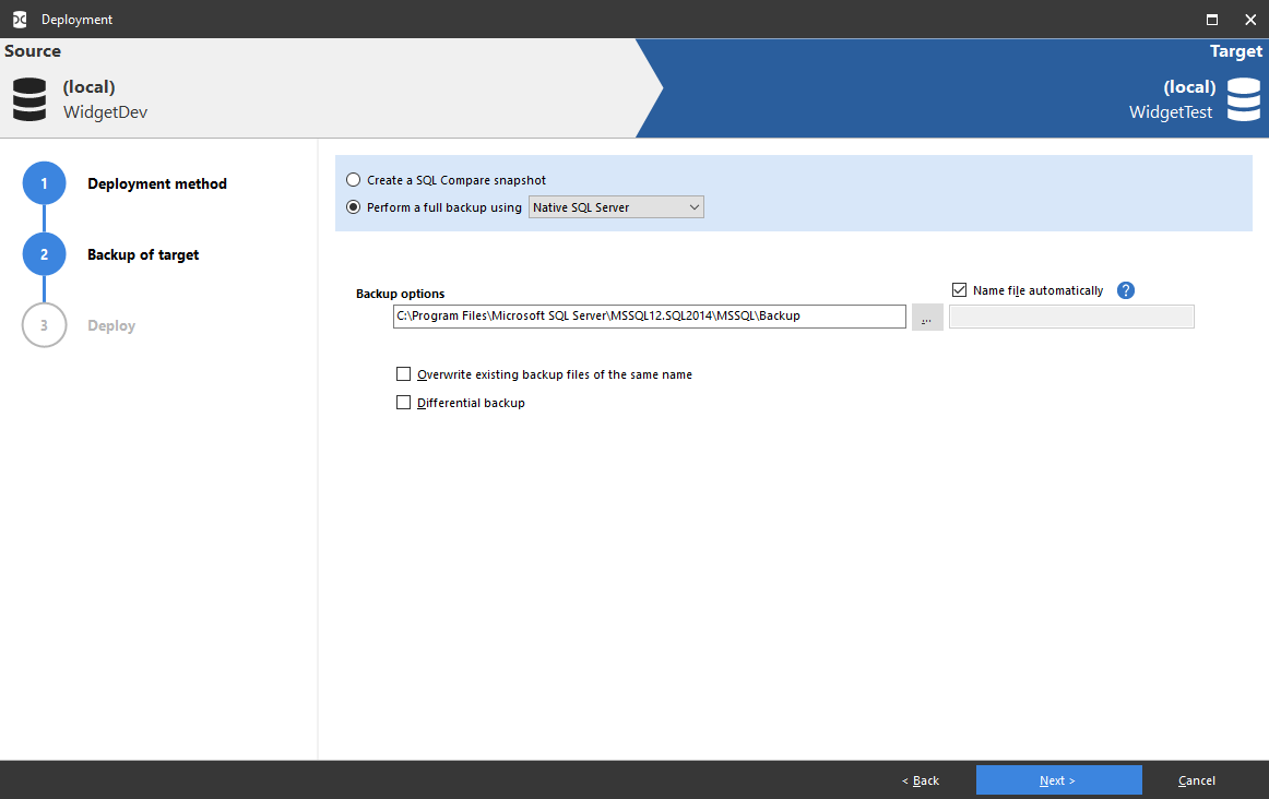 Using the Deployment Wizard - SQL Data Compare 16 - Product Documentation