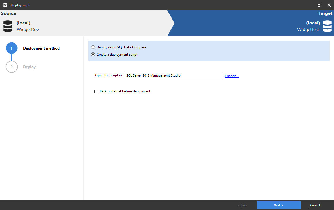 Using the Deployment Wizard - SQL Data Compare 16 - Product Documentation