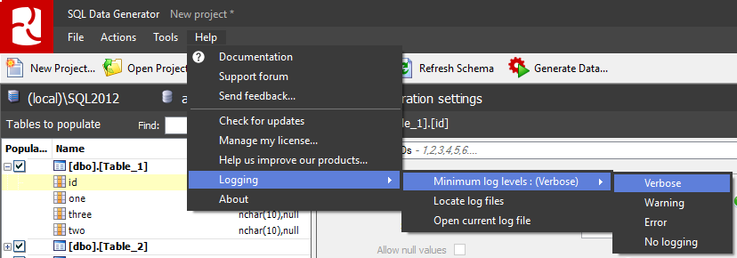 Logging and log files - SQL Data Generator 4 - Product Documentation