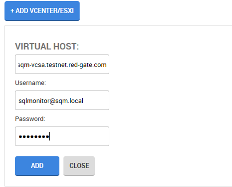 Adding a VMWare host - SQL Monitor 7 - Product Documentation