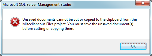 Unsaved documents cannot be cut or copied to the clipboard from the Miscellaneous Files project ...