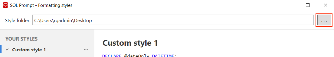 Using a shared folder for formatting styles - SQL Prompt 10 - Product ...