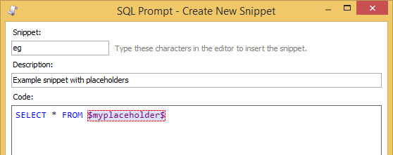 Managing snippets - SQL Prompt 10 - Product Documentation